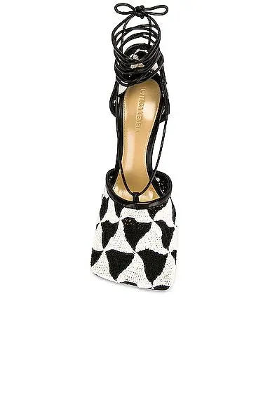 Bottega Veneta Stretch Lace Up High Heel Sandals - String & Black