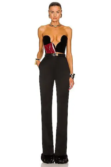 Saint Laurent Tailored Feather Hem Pants