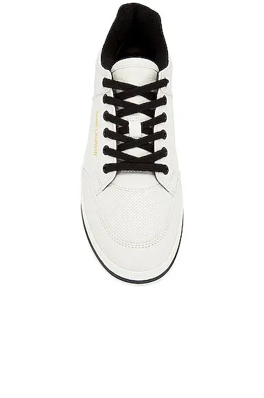 Saint Laurent Sl61 Low Top Sneaker Cuir Meridiano Micro Perf - White