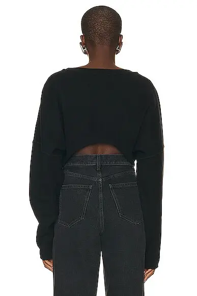 Saint Laurent Cropped Sweatshirt - Noir