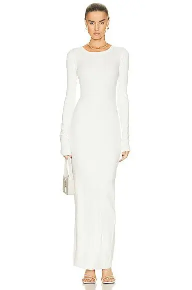 Eterne Long Sleeve Crewneck Maxi Dress - Cream