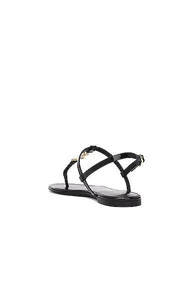 Saint Laurent Cassandra Flat Sandal - Noir