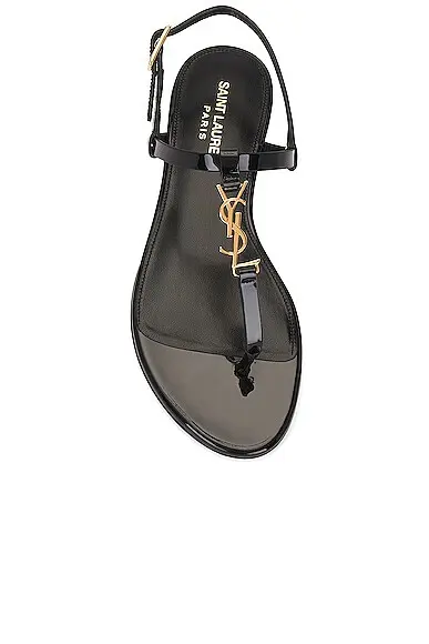 Saint Laurent Cassandra Flat Sandal - Noir