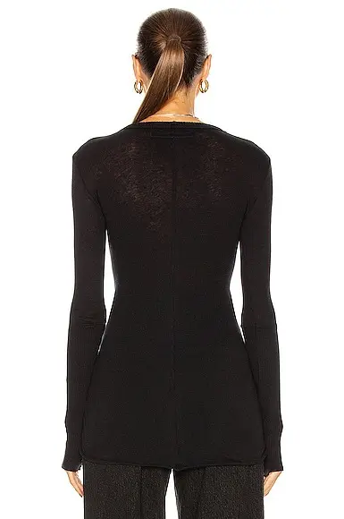 Enza Costa Cashmere Blend Crew Neck Long Sleeve Top - Black