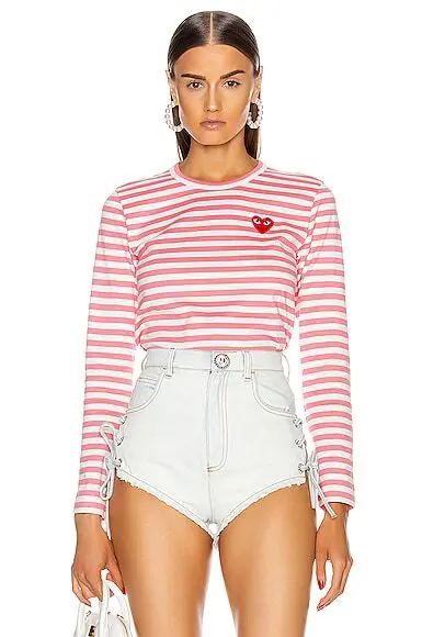 Play Comme Des Garcon Striped Knit Tee