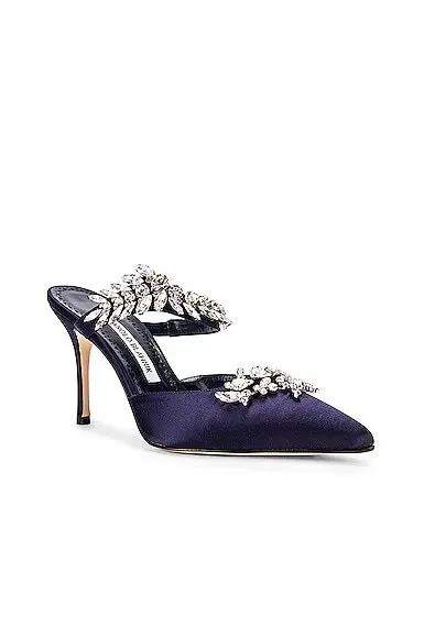 Manolo Blahnik Lurum 90 Mule - Navy
