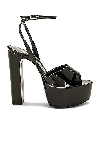 Saint Laurent Glossy Leather Platform Sandals