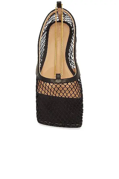 Bottega Veneta Stretch Mesh Ballet Flats With Gold-tone Chain Detail
