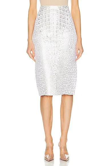 Alaïa White Pencil Skirt With Animal Print