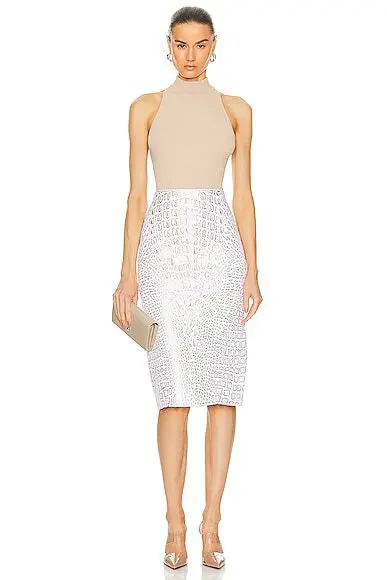 Alaïa White Pencil Skirt With Animal Print