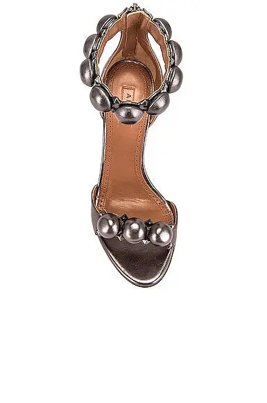 Alaïa Metallic Bombe Sandals - Cendre