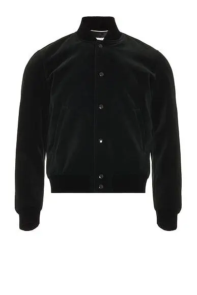 Saint Laurent Signature Logo College Jacket - Dark Forest
