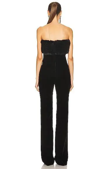 Saint Laurent Strapless Velour Jumpsuit