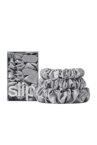 Slip Scrunchies Set Of 3 - Silver