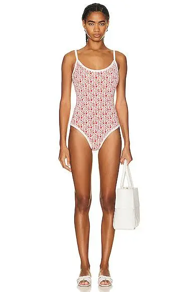 Moncler Logo Print Scoop Neck One Piece Swimsuit - Orange