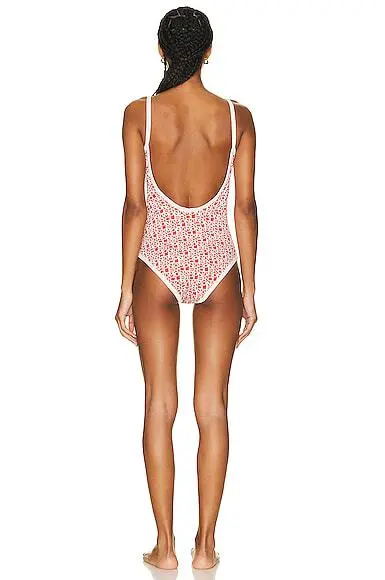 Moncler Logo Print Scoop Neck One Piece Swimsuit - Orange