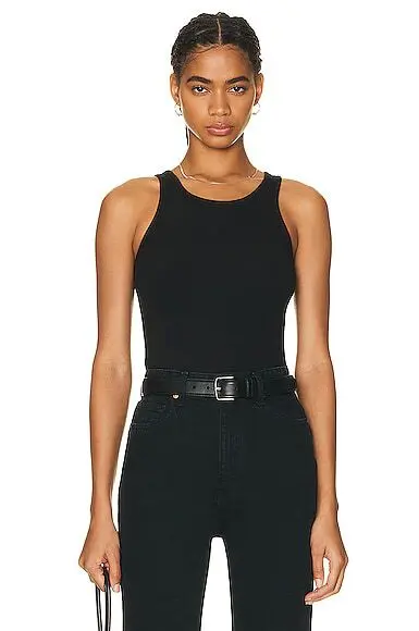 Eterne High Neck Fitted Tank Top - Black