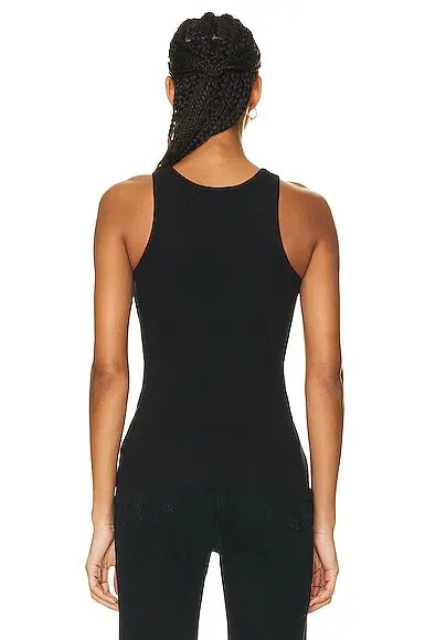 Eterne High Neck Fitted Tank Top - Black