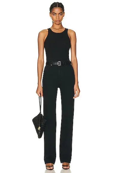 Eterne High Neck Fitted Tank Top - Black