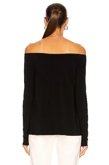 Norma Kamali Long Sleeve Off Shoulder Top - Black