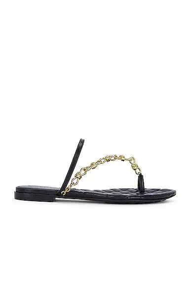 Bottega Veneta Leather Leaf Sandals With Gold-tone Chain Link Detailing