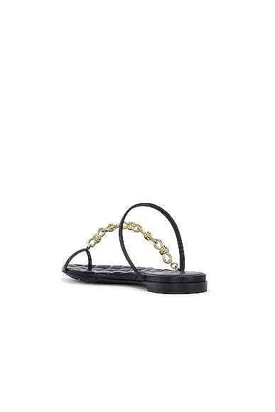 Bottega Veneta Leather Leaf Sandals With Gold-tone Chain Link Detailing