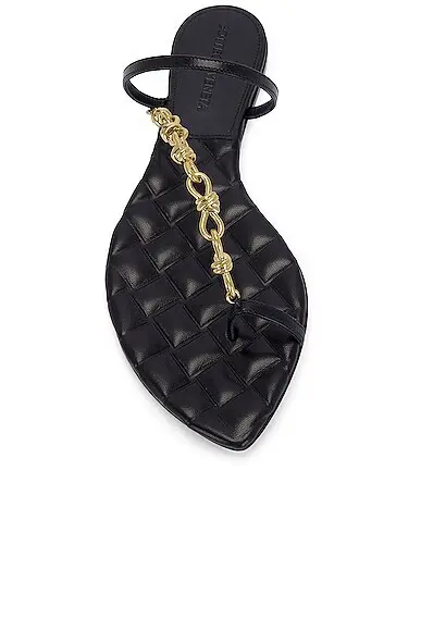 Bottega Veneta Leather Leaf Sandals With Gold-tone Chain Link Detailing