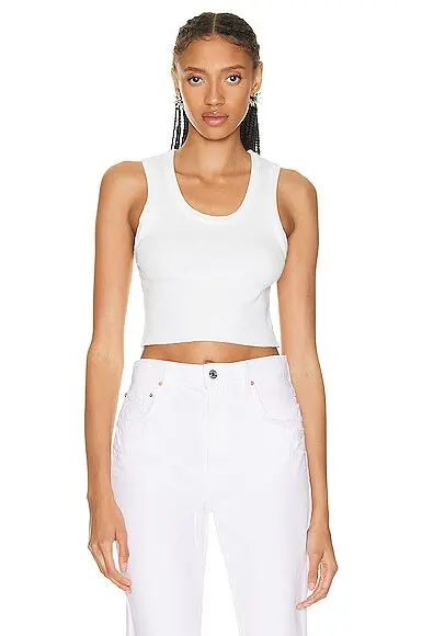 AGOLDE Cropped Poppy Tank - White
