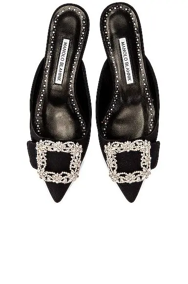 Manolo Blahnik Maysale 10 Jewel Mule - Black