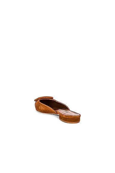 Manolo Blahnik Maysale 10 Suede Mule - Medium Brown