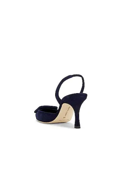 Manolo Blahnik Maysli 70 Suede Slingback Pump - Navy