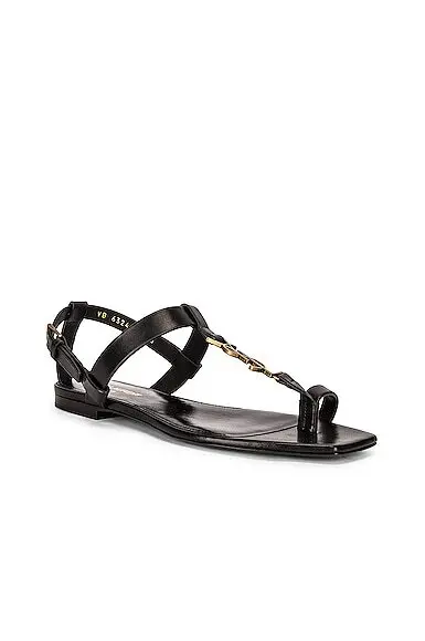 Saint Laurent Cassandra Flat Sandals - Nero