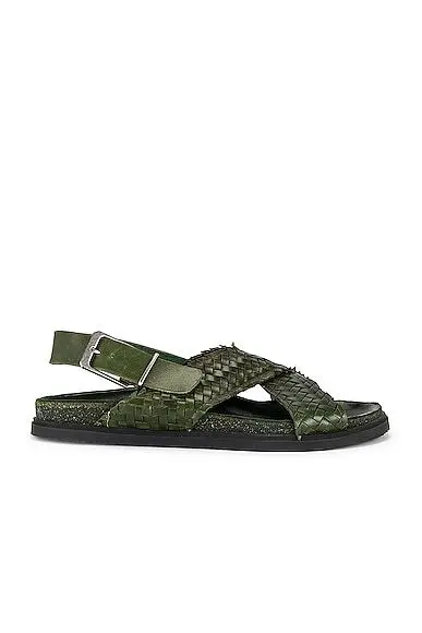 THE ROW Woven Leather Buckle Sandal