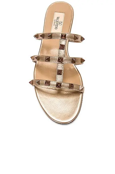 Valentino Garavani Rockstud Metallic Leather Slides