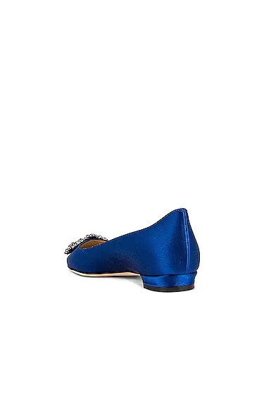 Manolo Blahnik Hangisi Flat Blue - Bright Blue