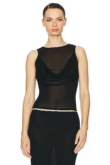 HELSA Sheer Knit Draped Top