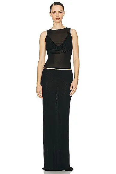 HELSA Sheer Knit Draped Top