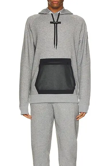On Hoodie With Mesh Kangaroo Pocket - Grey
