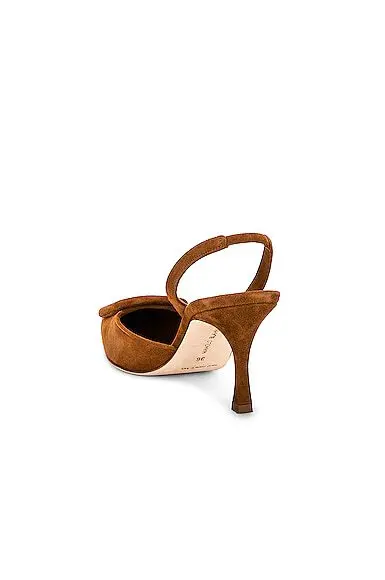 Manolo Blahnik Maysli 70 Suede Slingback Pumps - Medium Brown