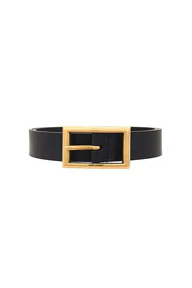Saint Laurent Rectangle Buckle Belt - Nero