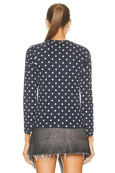 Play Comme Des Garcon Cotton Red Emblem Dot Tee - Navy