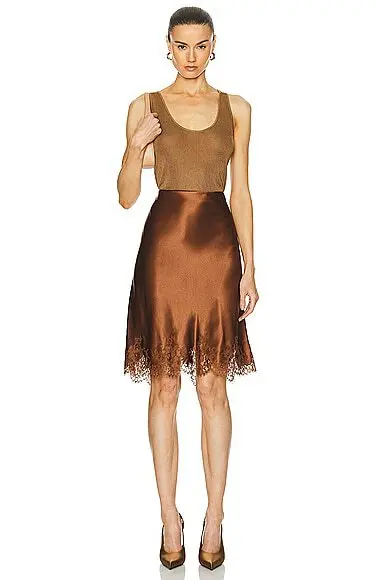 Saint Laurent Satin Lace Skirt
