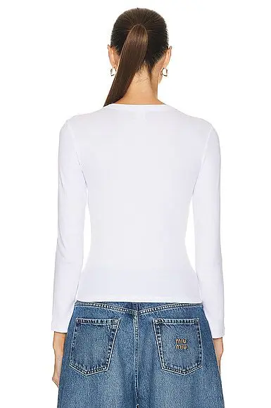 LESET Kelly Slim Fit Long Sleeve Top - White