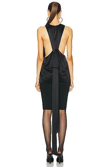 Saint Laurent Satin Drape Tank Top