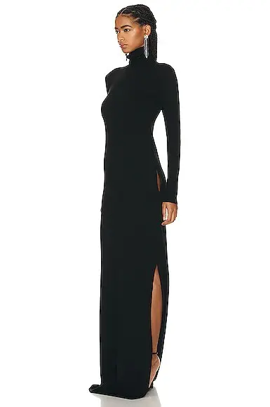 Saint Laurent Long Sleeve Turtleneck Gown