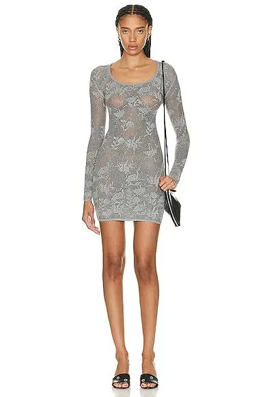 Alaïa Lace Mini Dress - Ciment