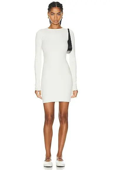 Eterne Long Sleeve Crewneck Mini Dress - Cream