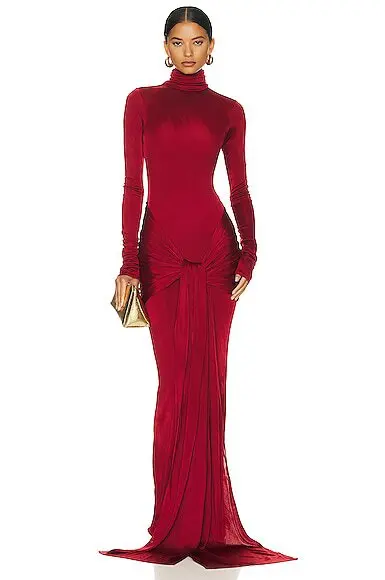 HELSA Slinky Jersey Sarong Maxi Dress