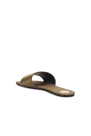 Saint Laurent Carlyle Flat Slide - Khaki