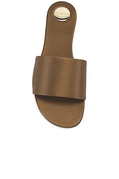 Saint Laurent Carlyle Flat Slide - Khaki